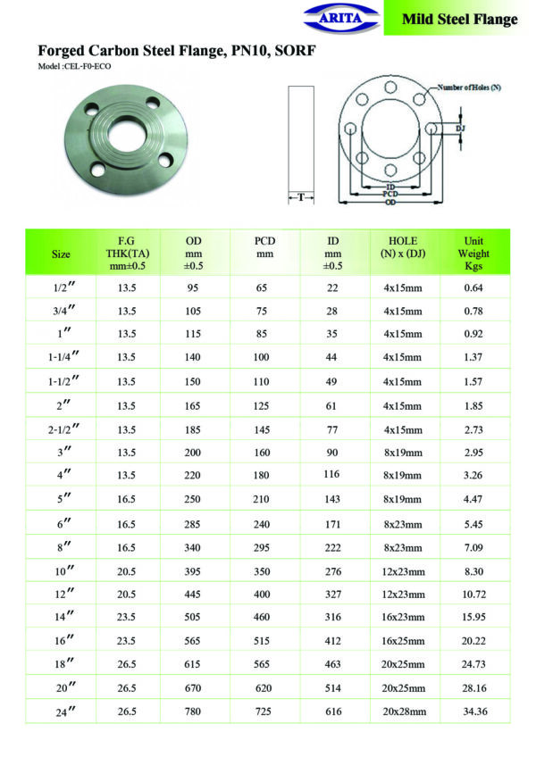 Forged Carbon Steel Flange PN10 - พิน พอยต์ อินสทรูเม้นท์