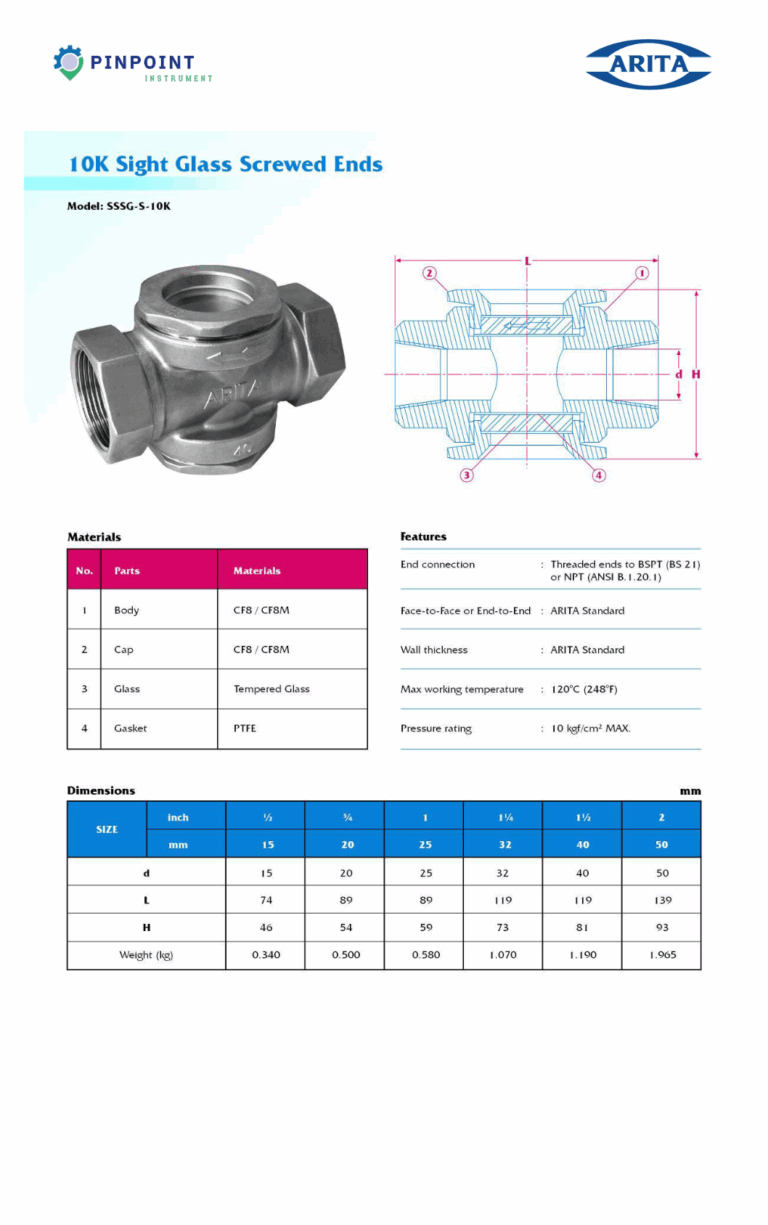 ARITA Stainless Steel Check Valve - พิน พอยต์ อินสทรูเม้นท์